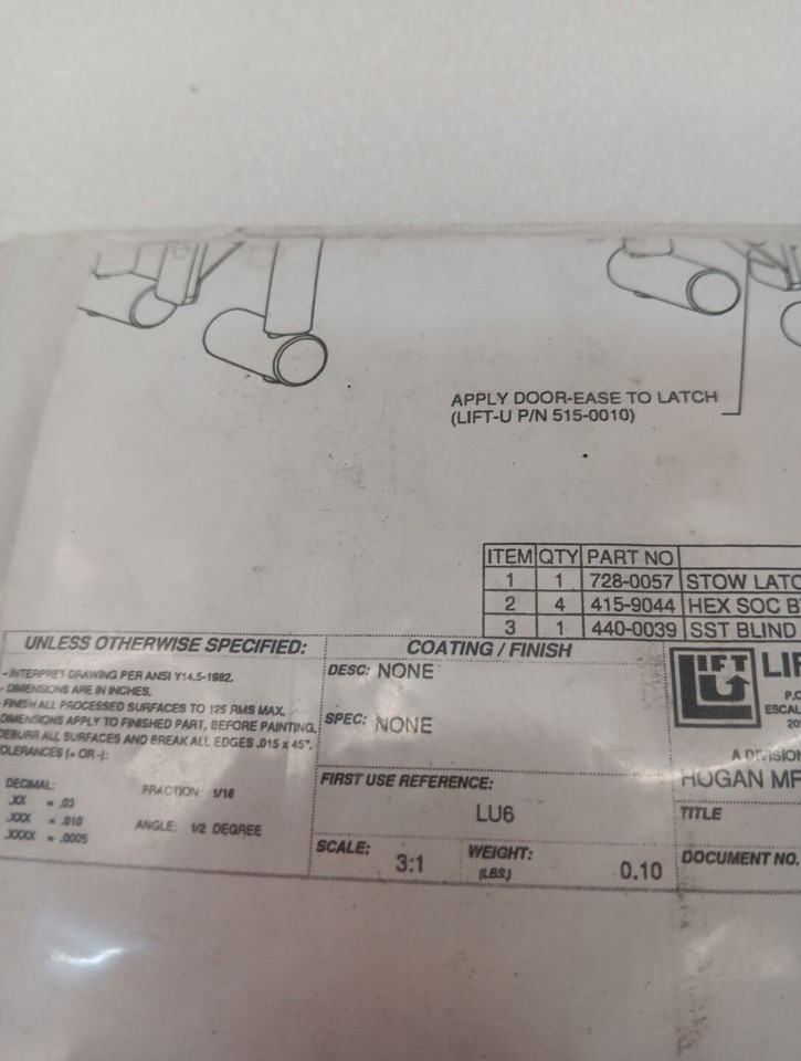 New Genuine Lift U 728-0130 Ramp Stow Latch Assembly Kit Bus Van | eBay