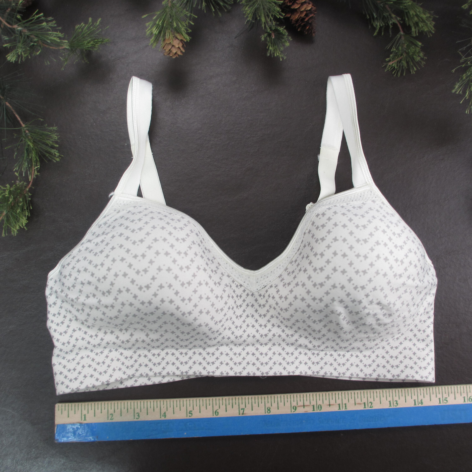 Hanes Bra L White Polka Dot Wireless Adjustable Clasp Back | eBay