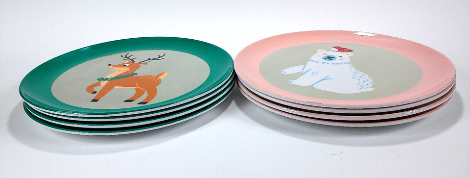 8x Wondershop Target Melamine Reindeer Polar Bear PINK/GREEN Plates BPA ...