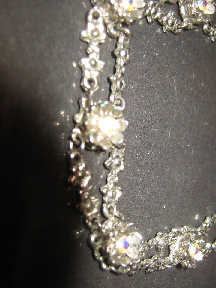 Vintage Aurora Borealis AB Rhinestone Double Row Chain Choker Necklace ...