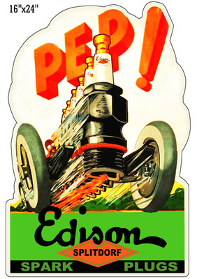 Splitdorf Spark Plug Laser Cut Out reproduction Gas Station Sign 16"x24 ...