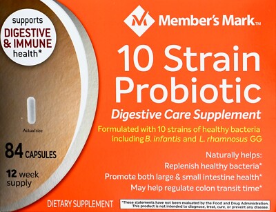 Member's Mark 10 Strain Probiotic Digestive Care Supplement, 84 Dietary ...