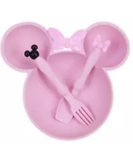 Minnie Mouse Plate/Spoon/Fork Set Super Cute Kids Pink Lightweight ...