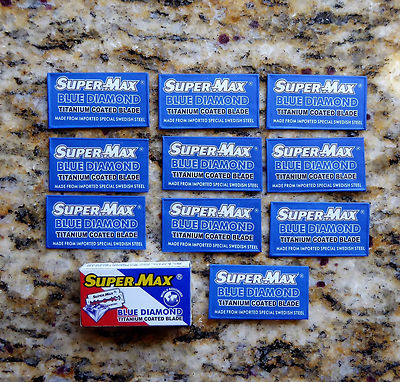 10 Super-Max Blue Diamond Titanium Double Edge Razor Blades | eBay