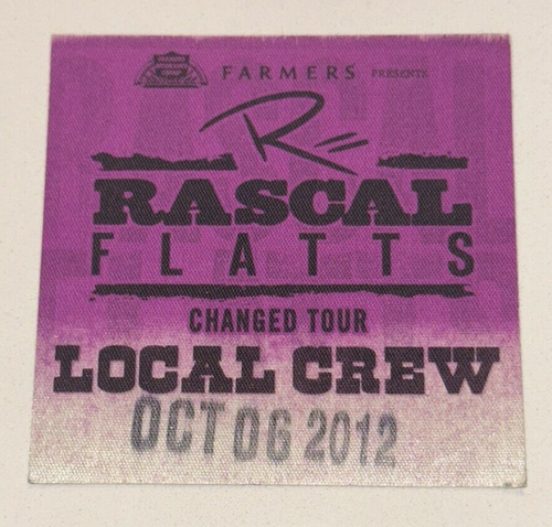 Rascal Flatts Changed Tour Concert Crew Pass Sticker Ticket Stub Decal ...