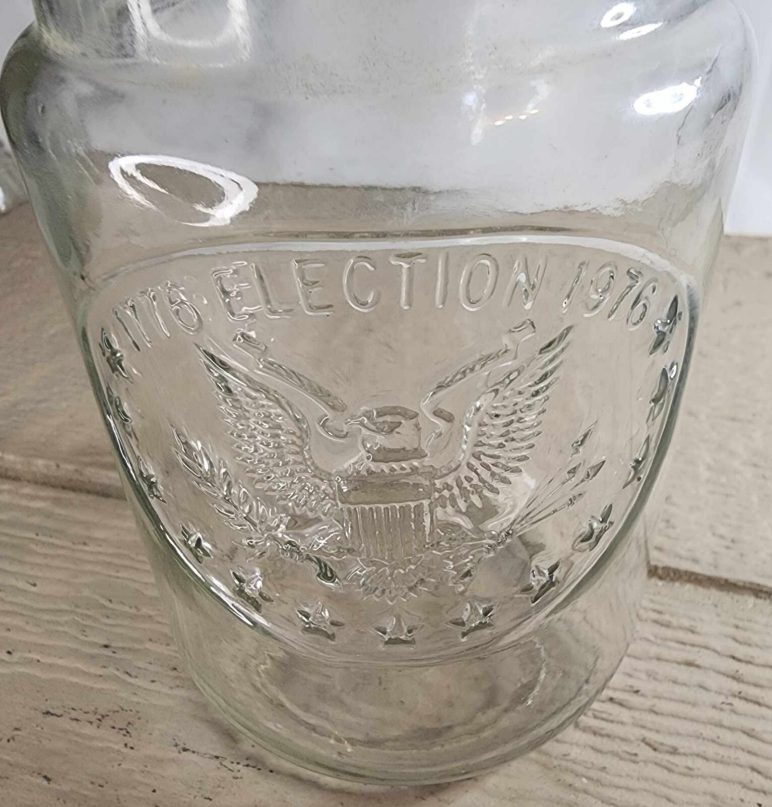 VTG Anchor Hocking Glass Jar Clear Canister 1776 Bicentennial Election ...