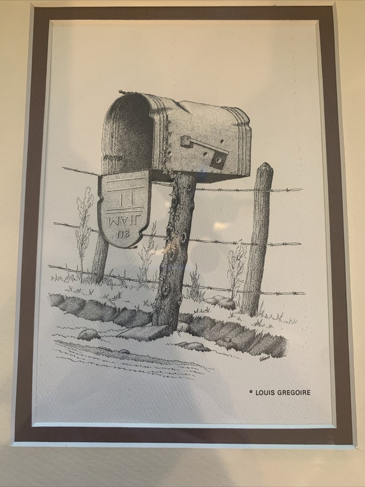 Louis Gregoire Mailbox Rural Postal Pen & Ink Art Print Drawing Wood ...