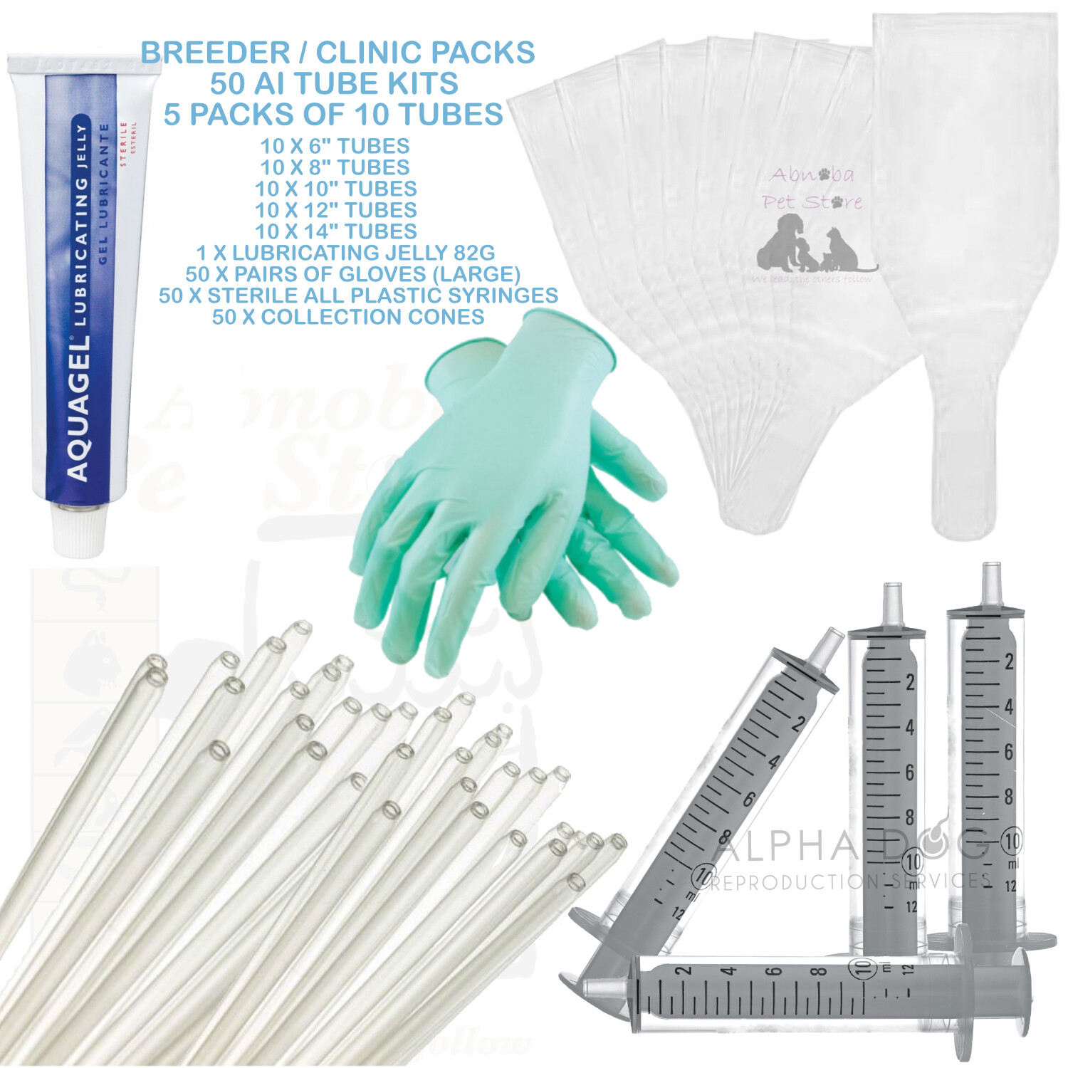 50 Dog Complete Artificial Insemination Kits AI Rods 5 Sizes Breeder ...