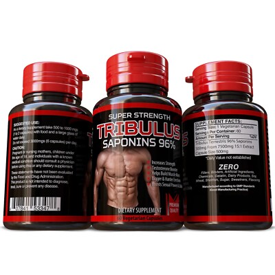 TRIBULUS TERRESTRIS 7500mg EXTRACT 96% SAPONINS BIG MUSCLE BODYBUILDING ...