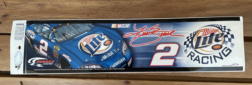 Kurt Busch 2006 #2 Miller Lite Beer 3"x12" Bumper Sticker NASCAR PENSKE ...