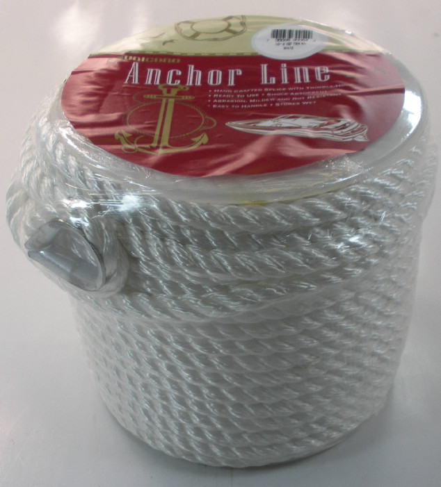 Unicord Twisted Nylon Anchor Line Rope 1/2" x 150 Ft with Thimble ...