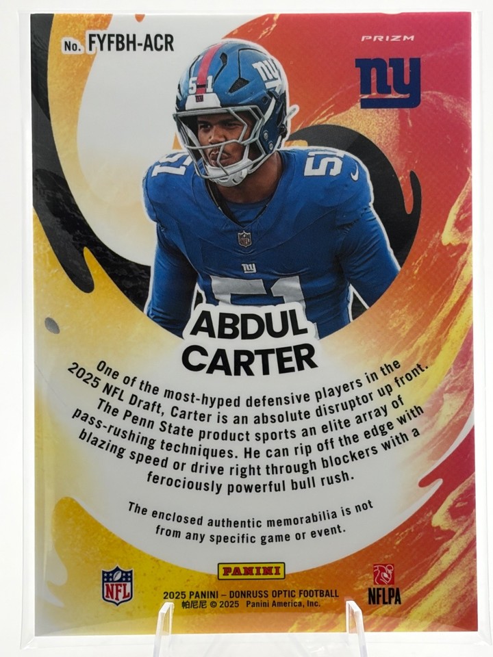 2025 Donruss Optic Abdul Carter RC First Year Fresh Patch #FYFBH-ACR | eBay