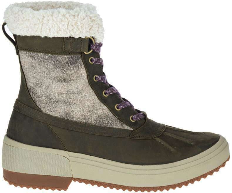 Merrell Women 6 HAVEN MID LACE POLAR Olive Leather Boots Waterproof ...