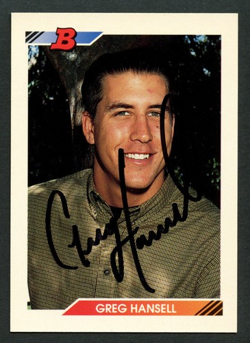 Greg Hansell #314 signed autograph auto 1992 Bowman Baseball Trading ...