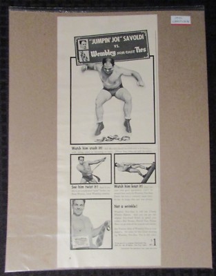 1942 WEMBLEY TIES 6x14" Print Ad FN 6.0 Jumpin Joe Savoldi / Wrestling ...