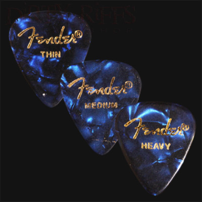 12 Fender Celluloid Guitar Picks Blue Moto - Thin, Med, Heavy Or A Mix ...