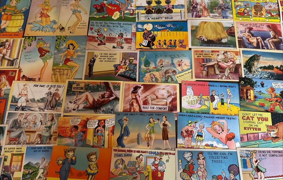 Lot of 50 Unused Vintage Linen Comic Postcards ~Mixed Topics~Funny ...