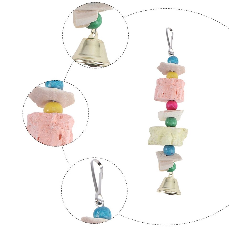 2 Pcs Parrot Cage Bell Chew Toy Cuttlebone Molar Teeth Grinding ...