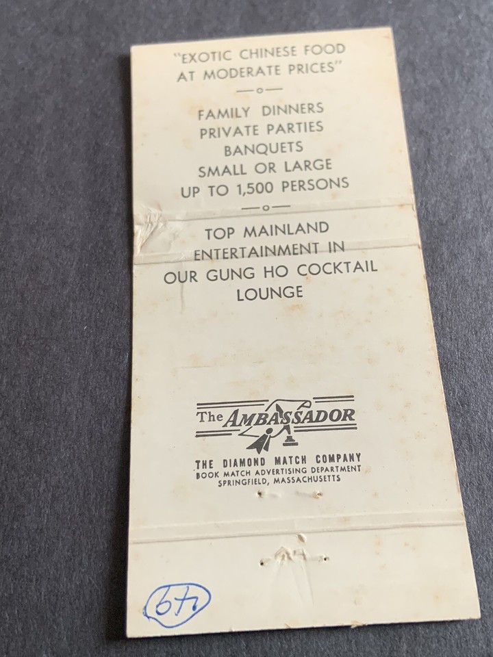 Vintage Matchbook: “Waikiki Lau Yee Chai - World’s Largest Chinese ...