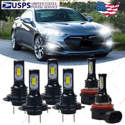 For Hyundai Genesis Coupe 2013-2015 6X LED Bulb H7 Headlight Hi-Lo ...