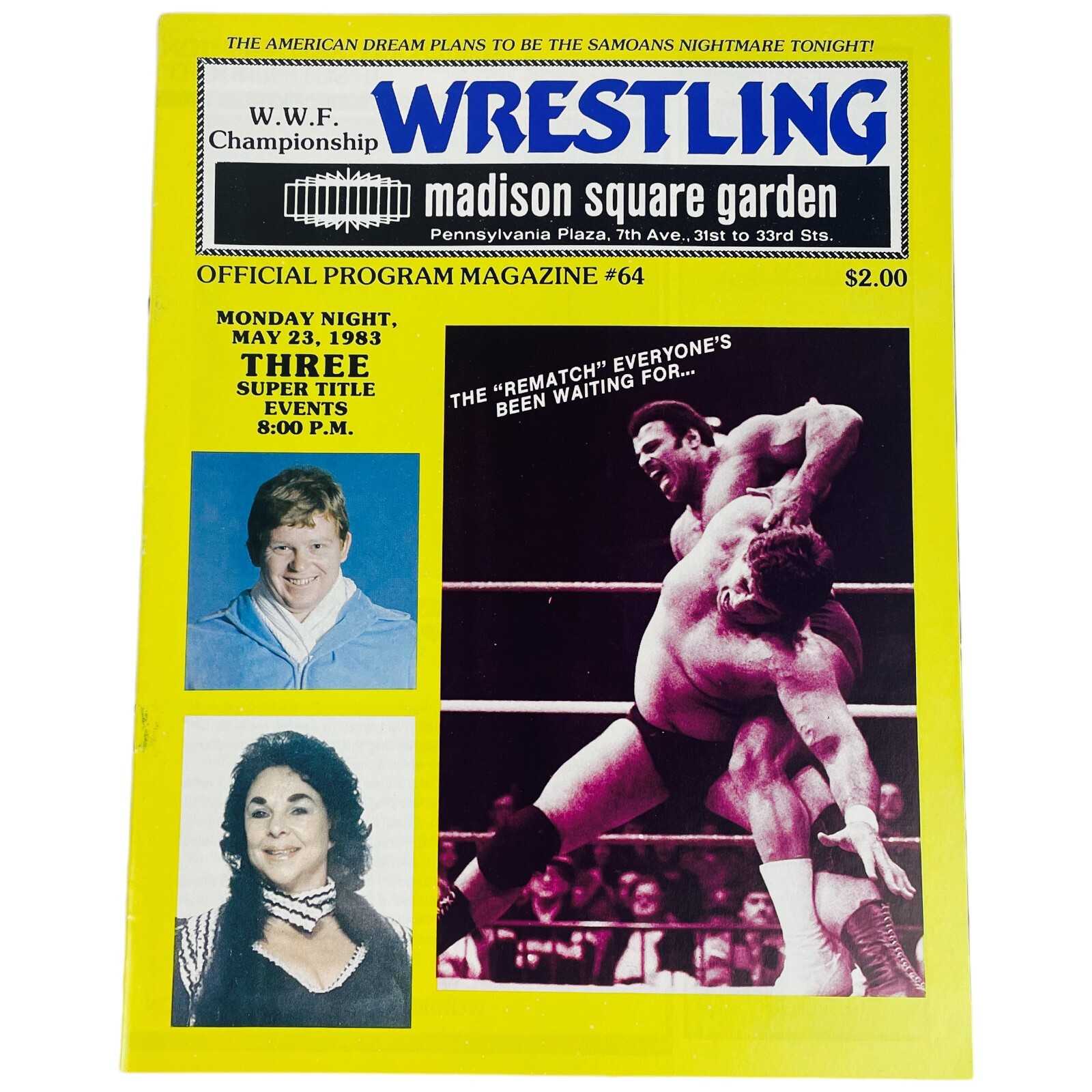 Vintage WWF WWE Event Program MSG May 23, 1983 Backlund Moolah ...