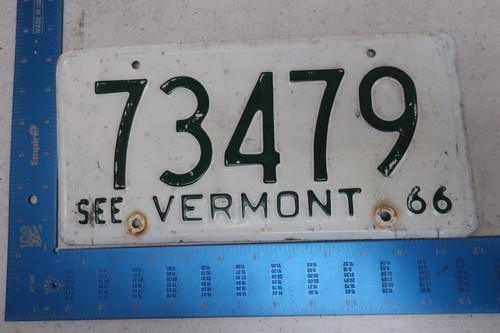 Vermont License Plate Tag VT 1966 66 73479 | eBay