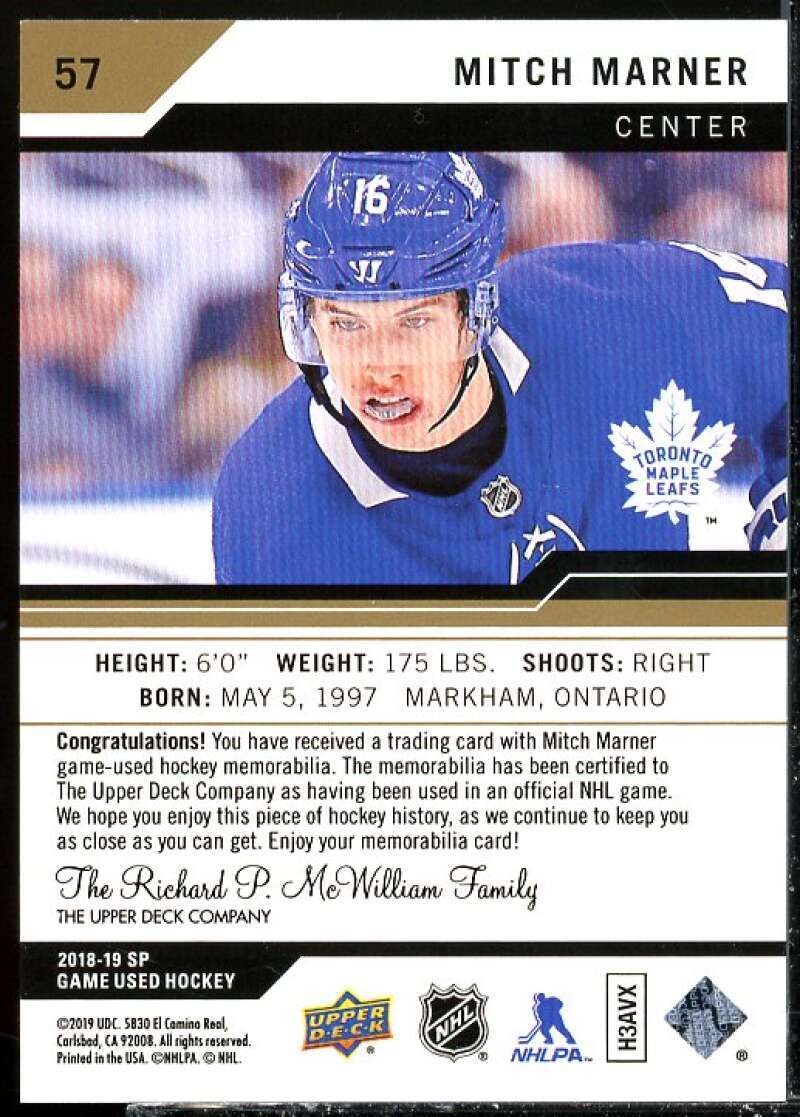 Mitch Marner JSY Card 2018-19 SP Game Used Gold #57 | eBay