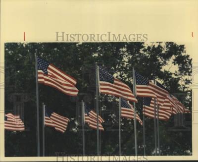 1990 Press Photo Flags fly on Avenue of Flags, Ft. Sam Houston National ...