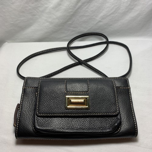 Tignanello Black Pebble Leather Crossbody Organizer Wallet Women’s | eBay