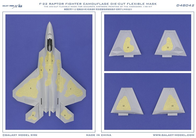 1/48 F-22 Raptor Fighter Camouflage Flexible Mask for Hasegawa 52293 ...