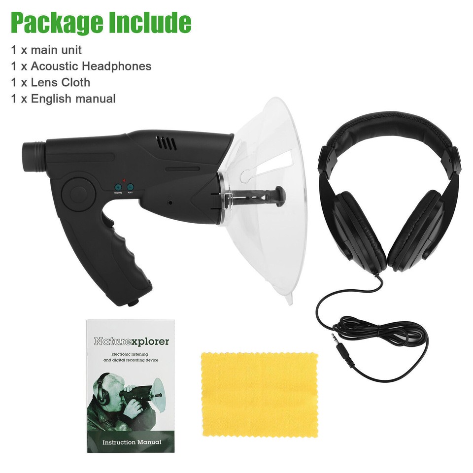 300FT Parabolic Sonic Listening Device Microphone Amplifier Spy Bionic ...