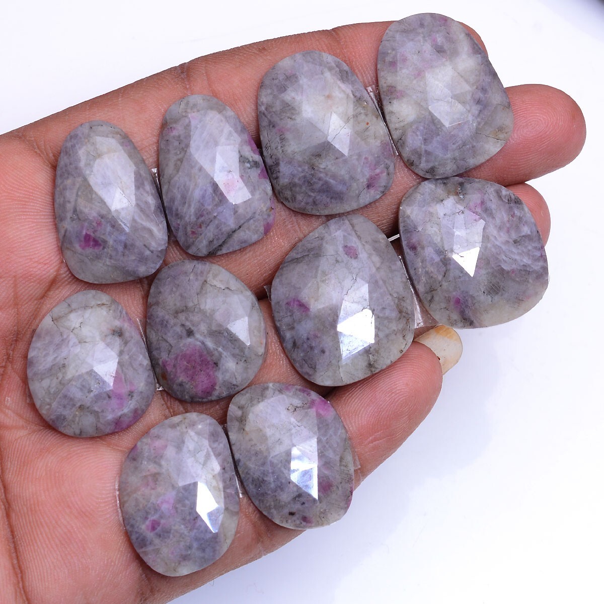 192 Cts Natural Sapphire With Ruby Spots 5 Pairs Untreated Checker Cut ...