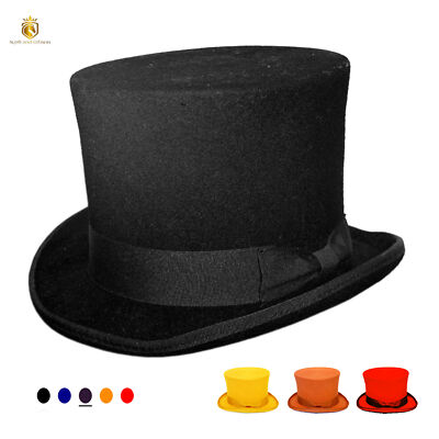 Pure Wool Top Hat for Men Satin Lined Topper Hat Black Mens Tophat ...