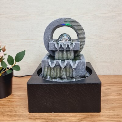 24cm Water Fountain, Water Feature with LED Light, Table top Fountain ...