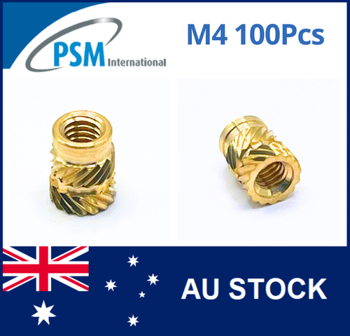 M4 BRASS INSERT FOR PLASTIC PSM SONIC-LOK SL-B-M4 THREAD KNURLED HEAT ...