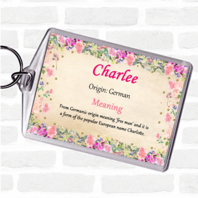 Charlee Name Meaning Bag Tag Keychain Keyring Floral | eBay