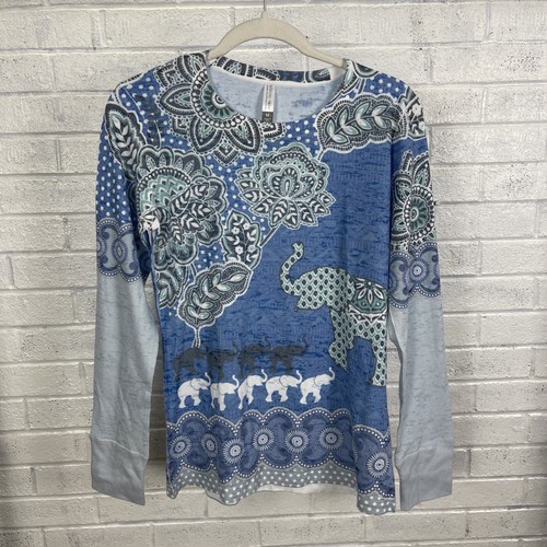 Whimsy Rose Baby Waffle Thermal Top Womens Size M Blue Elephant ...