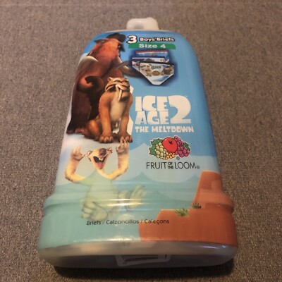 SIZE 4 Boys' Fruit Of The Loom Funpals Ice Age 2 Briefs Underwear YEAR ...