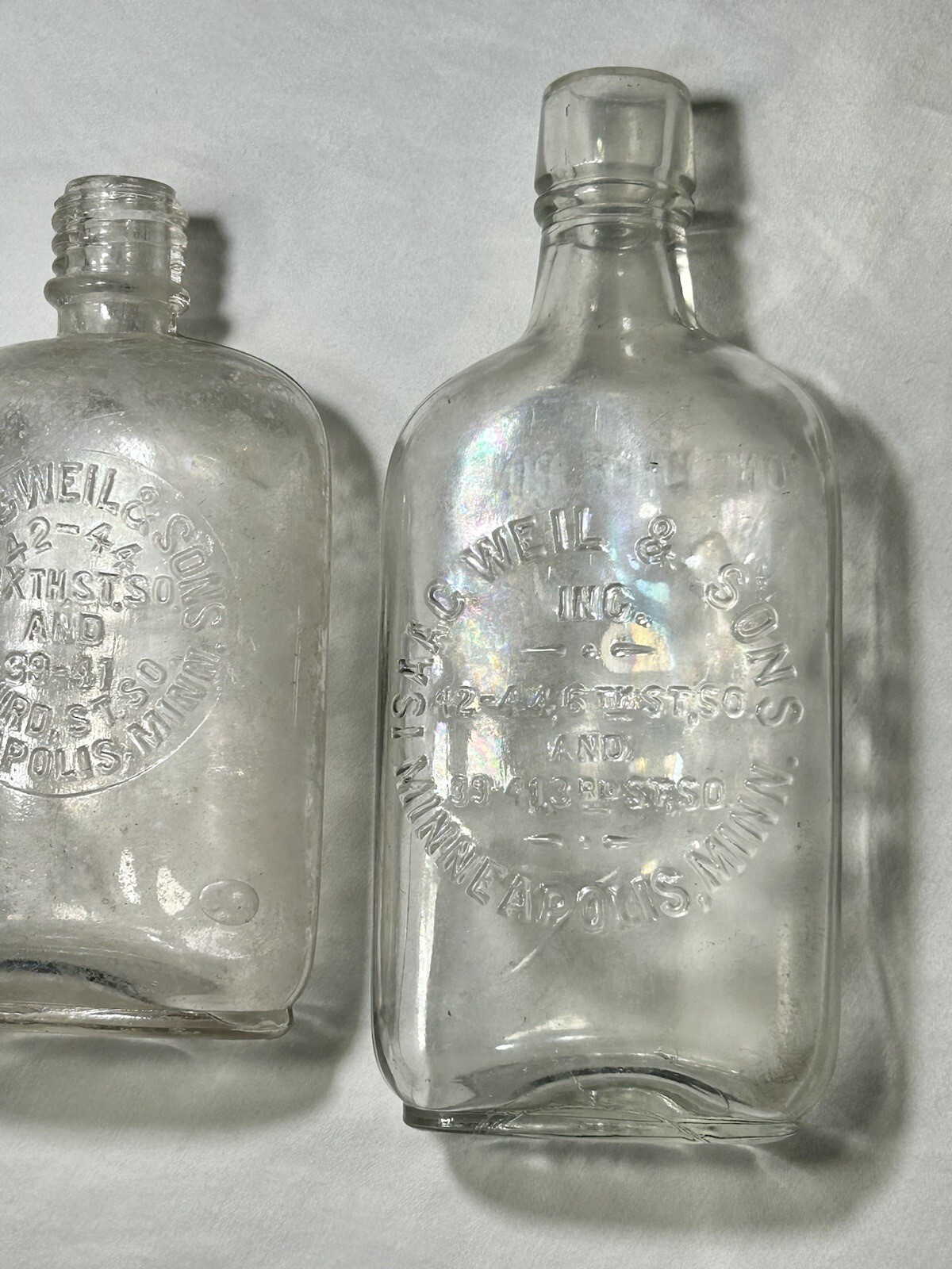 Great Lot of 3 Embossed Whisky Flasks 1900 Minnesota Midwest Saloon ...