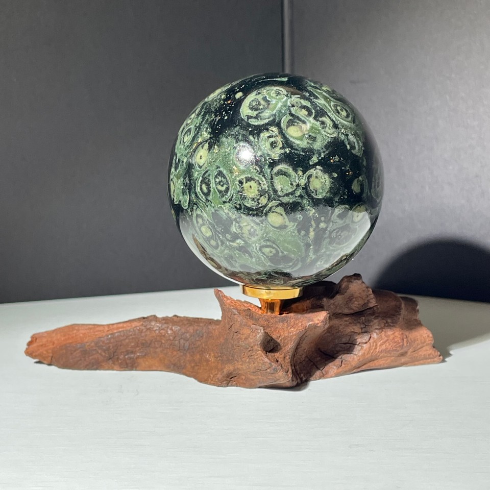 298g Natural Peacock eyeBall Quartz Crystal Healing Sphere Reiki +Stand ...