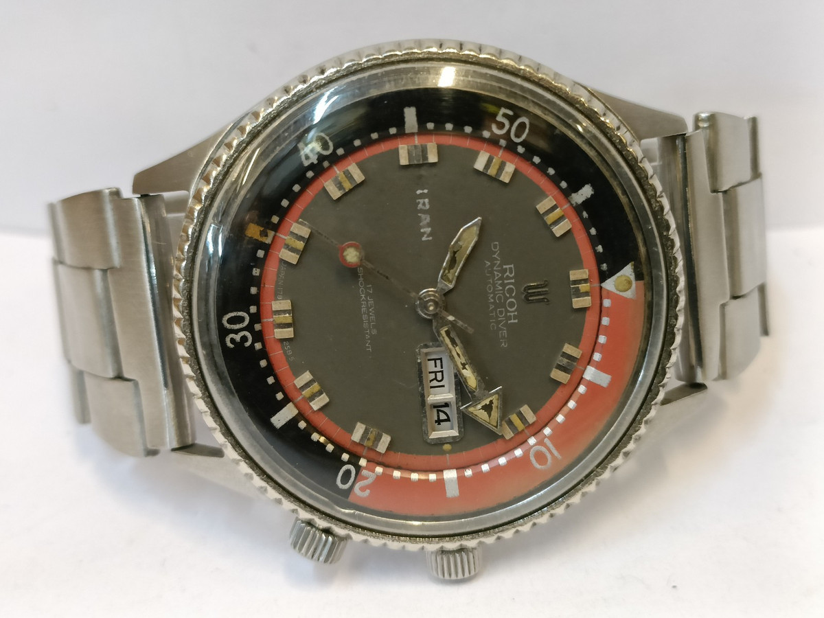 RICOH DYNAMIC DIVER 17J AUTOMATIC GRAY DIAL JAPAN MEN'S FULL RICOH DYNAMIC DIVER 17J AUTOMATIC GRAY DIAL JAPAN MEN'S FULL