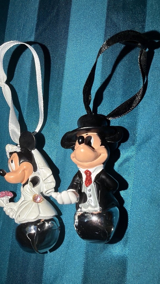 Disney World Mickey Minnie Mouse Married Wedding Bells Ornaments ...