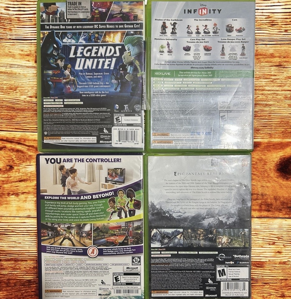 Xbox 360 Lot Of 4 Preowned Games Lego Batman 2 Disney Infinity Kinect ...