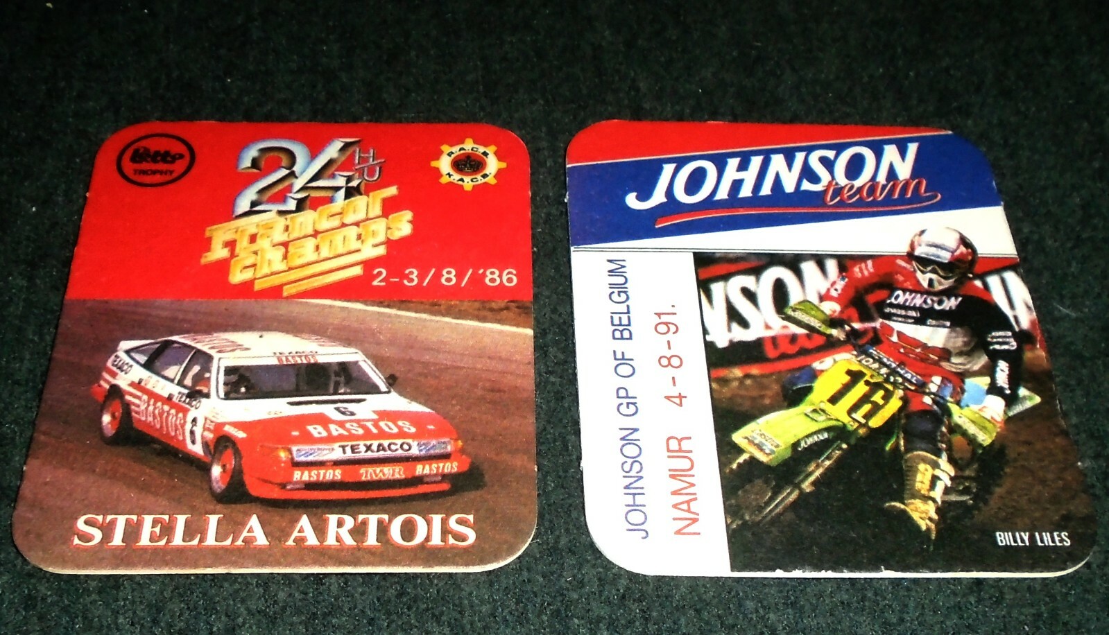 Stella Artois Texaco Racecar & Johnson Motorcycle Racer Vintage Beer ...