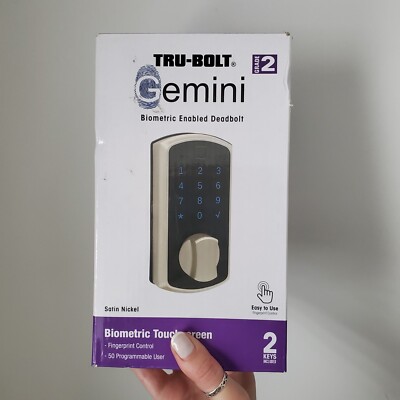 Tru-Bolt Gemini Satin Nickel Deadbolt Fingerprint TouchScreen Smart ...