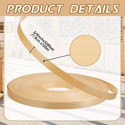 Veneer Edge Banding Thin Wood Strips Repair Furniture 3/4 Inch 328 Ft ...