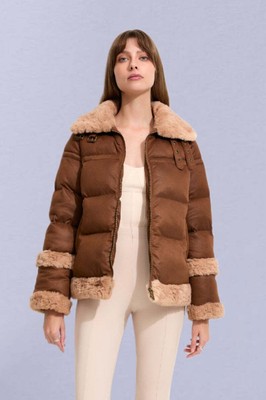 NEW Unreal Fur UNREAL FUR Womens Ripple Puffer Jacket - Truffle Brown ...