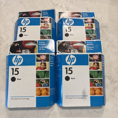 GENUINE LOT OF 4 HP 15 BLACK C6615D INK DESKJET Cartridges Expired ...