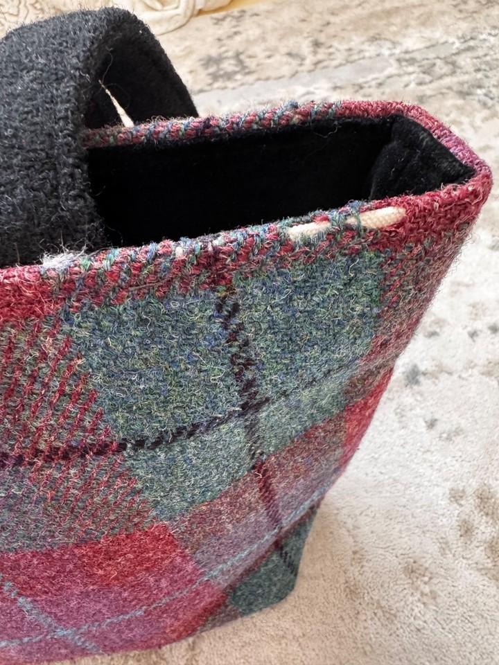 VTG Harris Tweed by Cadadh Scotland Green&Red Tweed Bag | eBay
