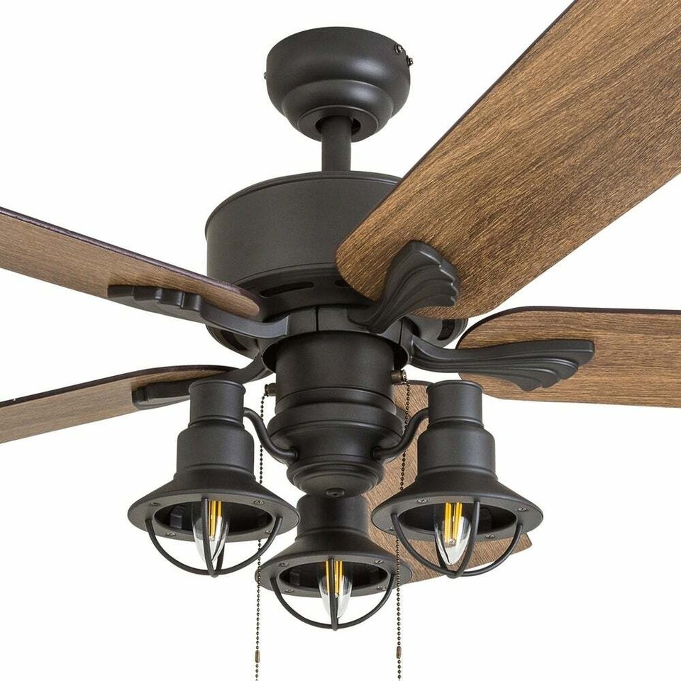 52" Rustic Cabin Ceiling Fan w Lights Mission Style Aged Bronze ...